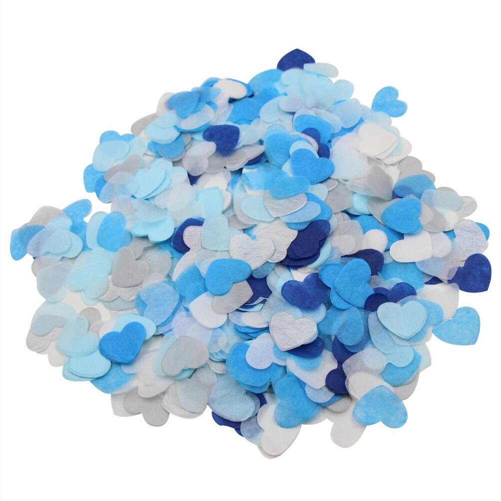 Mybbshower Blue Silver Tissue Paper Heart Confetti Wedding Engagement Bridal Shower Decor Table scatter 1 Inch Pack of 6000