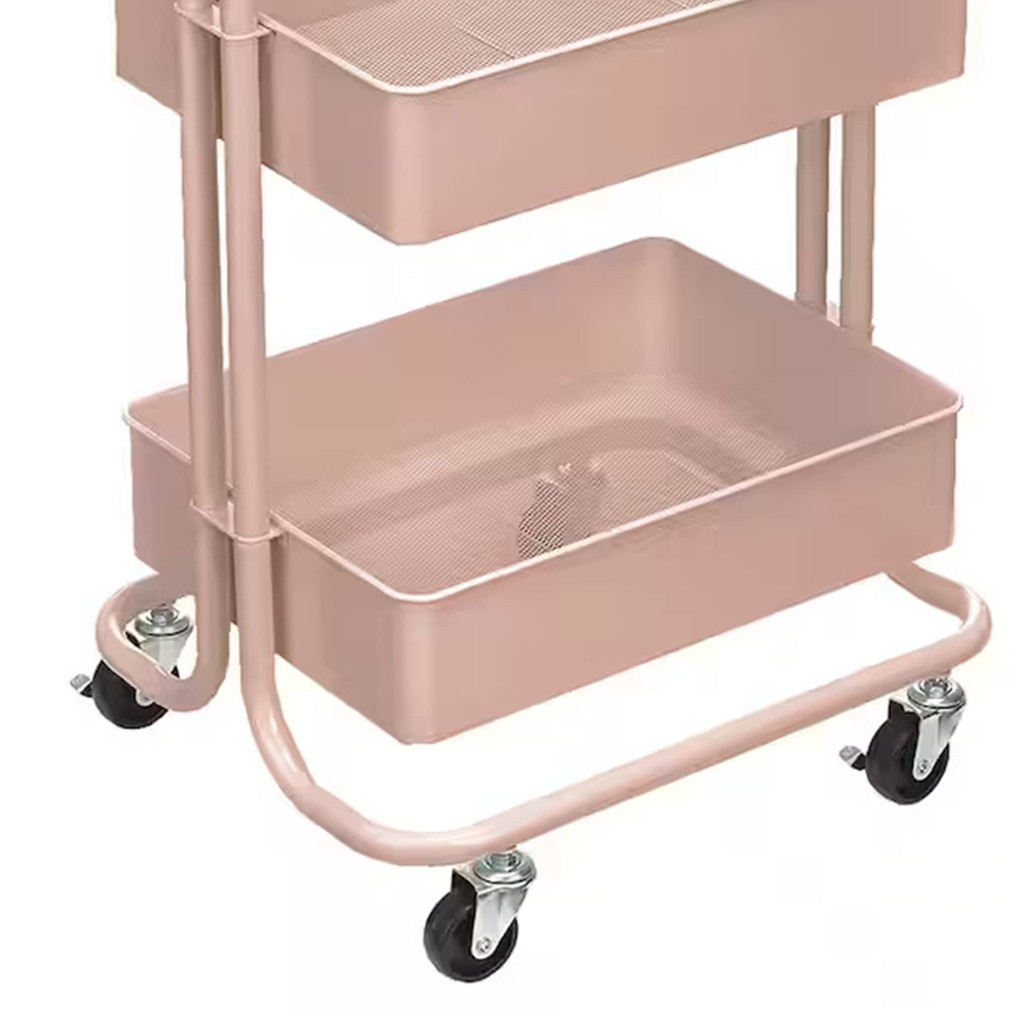 Simply Tidy Lexington 3 Tier Multipurpose Stylish Rolling Storage Cart for Organizing Supplies in Home or Office Spaces, Rose Gold