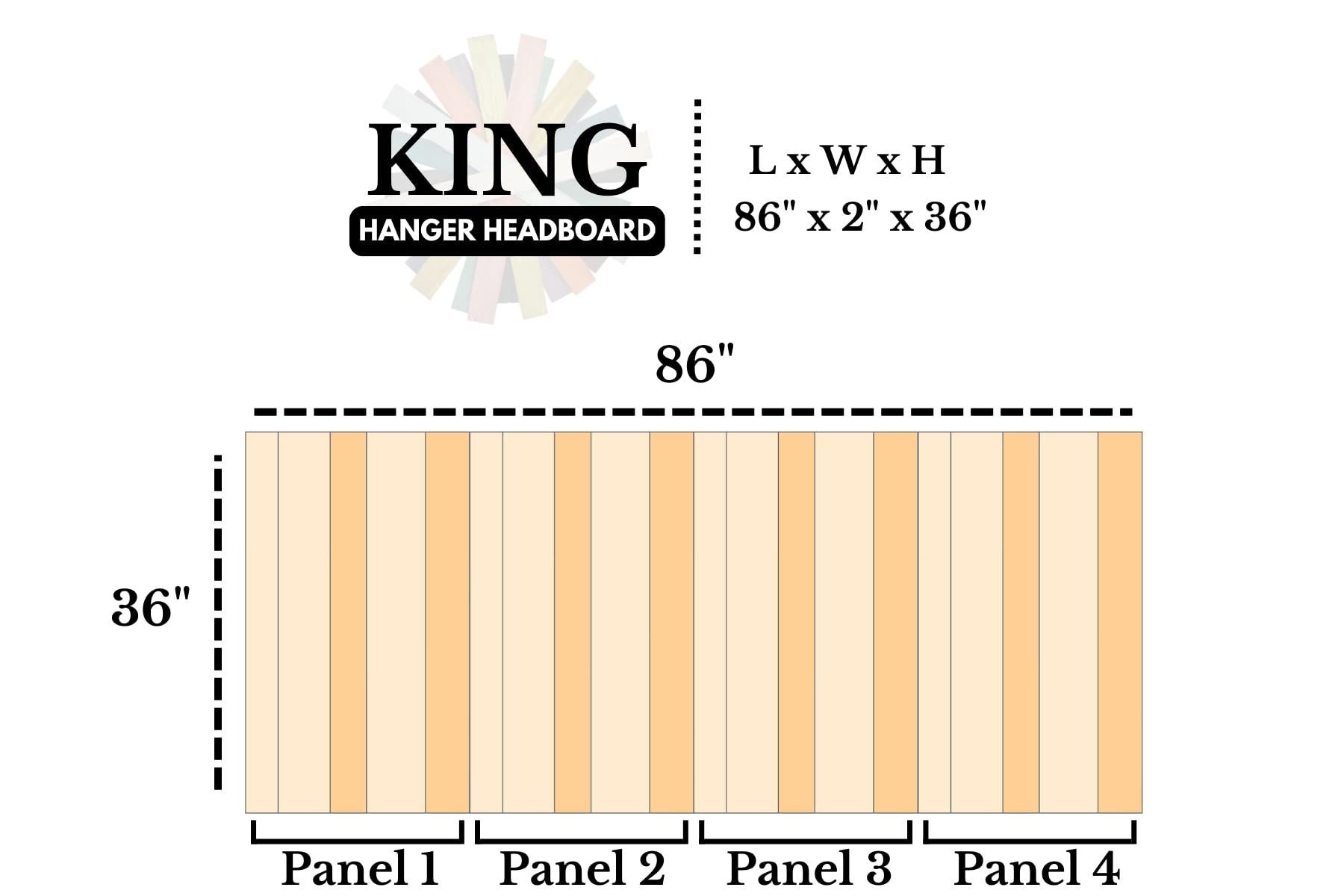 Barn Walls Solid Wood King Size Headboard, Foxy Brown Stain with Smooth Natural Wood Grain Variation, Handcrafted Head Board Wall-Mounted Panels, Rustic Modern Bedroom, Built to Last