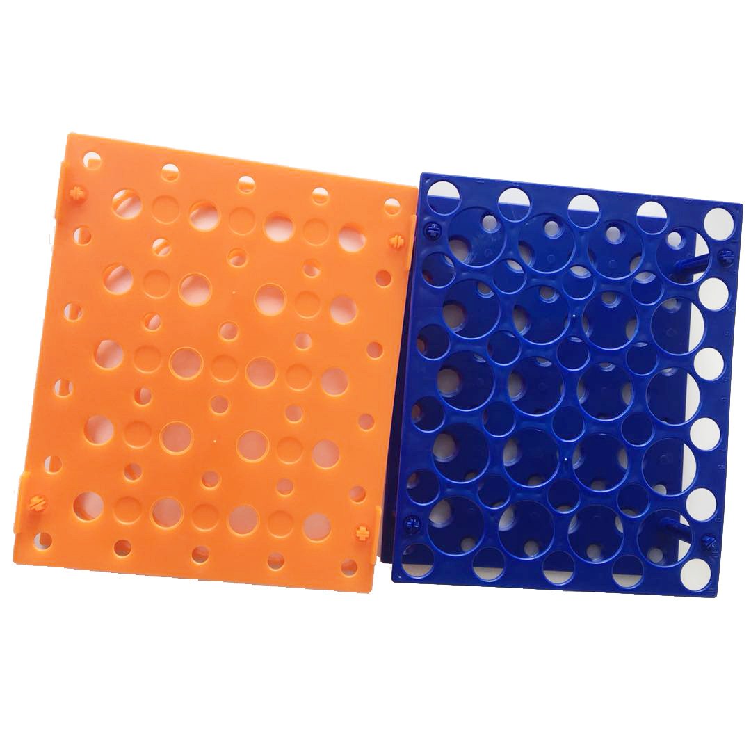 50 Well Orange ／Blue Centrifuge Tube Rack for 10ml/15ml/50ml(Two Packs) (Orange/Blue)