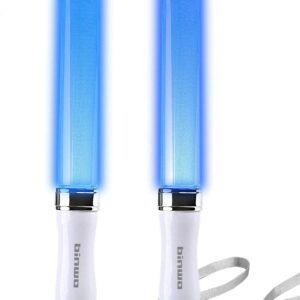 BINWO Reusable LED Glow Sticks(2Pack) with 15 Multicolor, Manual and Automatic Mode, Equipped with AAA Battery Powered LED Sticks, Concert Glowsticks, Raves, Emergency, (15+ Years Old)