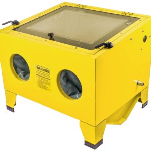 JEGS Bench Top Portable Sand Blaster Cabinet Kit - 15-25 CFM at 40-120 PSI Power Sand Blasters - Heavy Duty Steel Construction Sandblasting Cabinet - 23” x 19” x 14” Sand Blast Cabinet Work Area