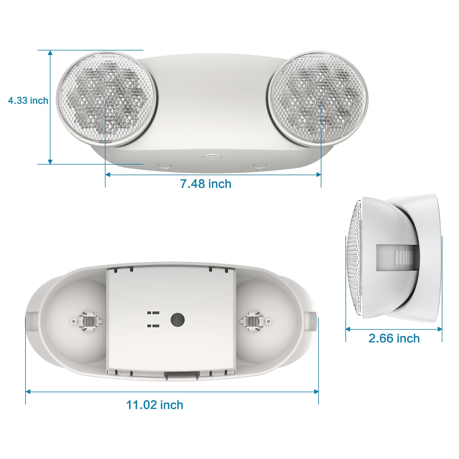 Spectsun 1 Pack Emergency Light, Emergency Lights for Business, LED Emergency Lights with Battery Backup, 2 Bug Eye Heads Adjustable Commercial Emergency Lighting Fixtures, UL 924 Certified