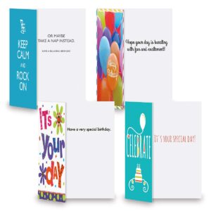 Mega Birthday Greeting Card Value Pack - Set of 40 (20 Designs), Large 5" x 7", Birthday Cards with Sentiments Inside, White Envelopes