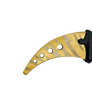 Falcon 7.5" Tactical Fixed Blade Traininer, No Edge. For Training Purpose Only (Tiger Tooth (Gold))