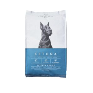 Ketona Chicken Recipe Adult Dry Dog Food, Natural, Low Carb (Only 5%), High Protein (46%), Grain-Free, The Nutrition of a Raw Diet with The Cost and Convenience of a Kibble; 24.2lb