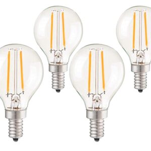 CTKcom 2W G45/G14 Candelabra LED Bulbs Dimmable(4 Pack)- E14 Base Vintage Edison LED Bulb 20W Equivalent 2700K Warm White Lamp for Home,Pendant Lights,Sconces,Antique Light Fixtures 110V~130V AC