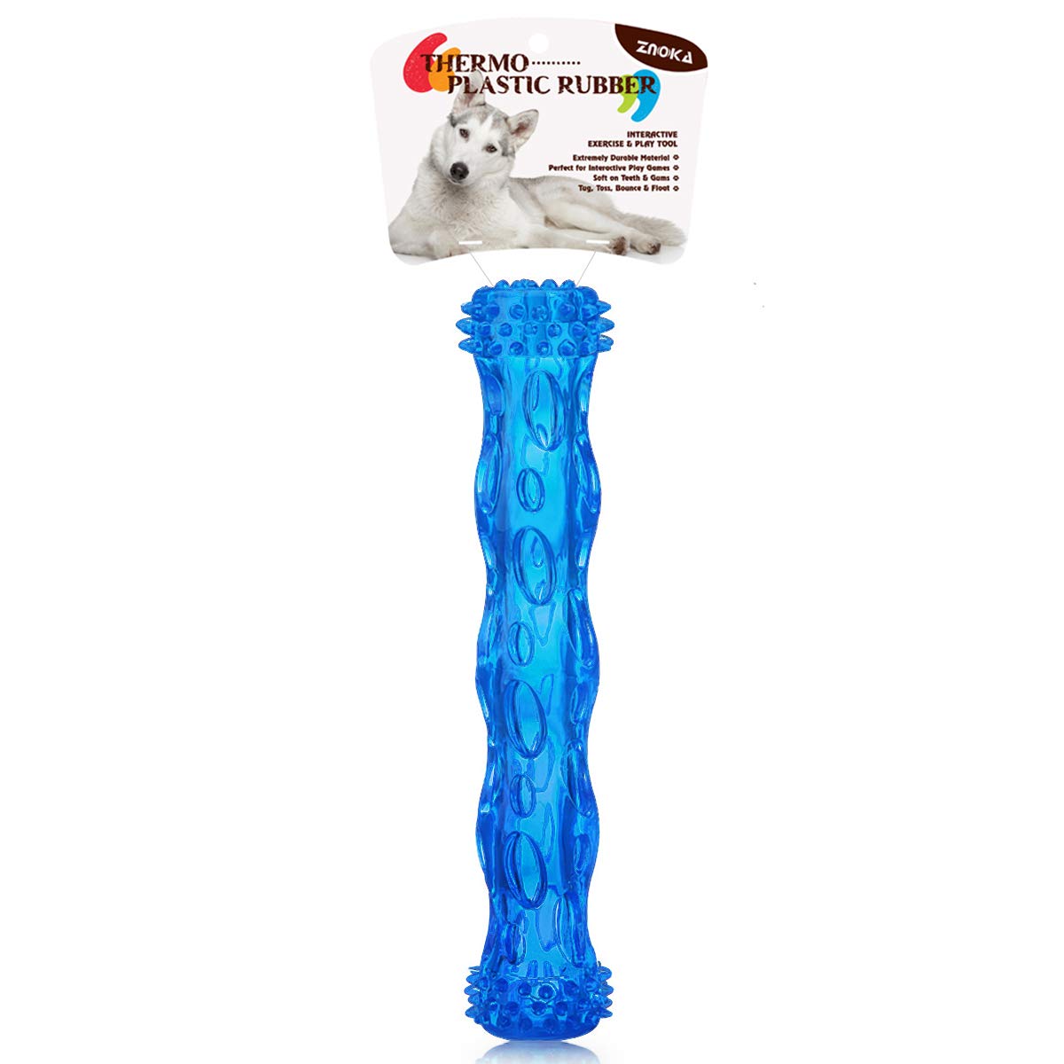 ZNOKA TPR Squeak Dog Chew Bone Toy, Bite Resistant Durable Tough Rubber Non-Toxic Tooth Cleaning Toy for Aggressive Chewer, Floating & Suitable for Pool Use