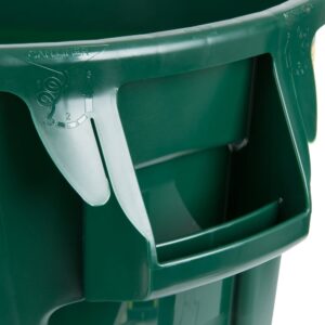 TableTop King Brute 32 Gallon Green Trash Can with Lid and Dolly