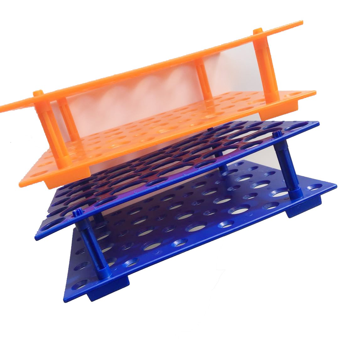 50 Well Orange ／Blue Centrifuge Tube Rack for 10ml/15ml/50ml(Two Packs) (Orange/Blue)