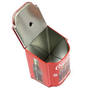 Tin Box 28875 Set of 3 Vintage Style Coca Cola Logo Tin Containers Sloped Lids, 5.5" H x 4.25" L x 4" W, Red