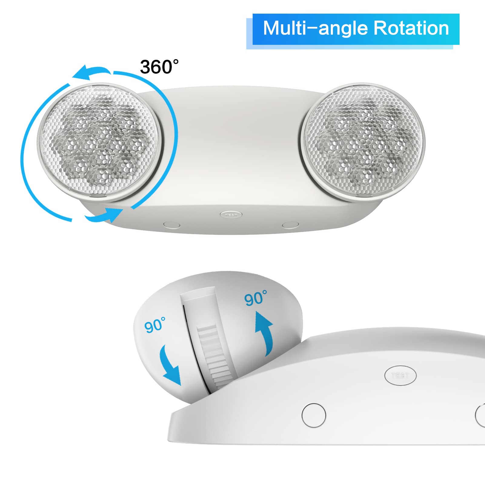 Spectsun 1 Pack Emergency Light, Emergency Lights for Business, LED Emergency Lights with Battery Backup, 2 Bug Eye Heads Adjustable Commercial Emergency Lighting Fixtures, UL 924 Certified