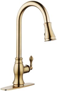 derengge fk-258-cs single handle pull down kitchen faucet with deck plate,meets upc cupc nsf61-9 certification,french brushed bronze finished