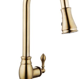 Derengge FK-258-CS Single Handle Pull Down Kitchen Faucet with Deck Plate,Meets UPC cUPC NSF61-9 Certification,French Brushed Bronze Finished