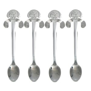 haishell 4 pcs cat coffee spoon stainless steel dog dessert spoon drink spoons mixing spoon milkshake spoon tableware kitchen supplies,silver