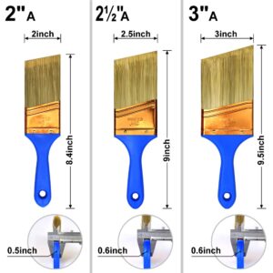 Great Andrew 10 Pack Professional Paint Brushes (4" 3" 2" 2.5" 1.5" 1" Flat & Angle) Painters Paint Brush Set, Paint Brushes for Walls, Painting Brushes Bulk, House Painting Tool Set Kit