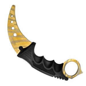 Falcon 7.5" Tactical Fixed Blade Traininer, No Edge. For Training Purpose Only (Tiger Tooth (Gold))