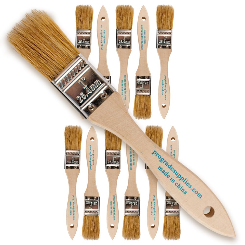 Pro Grade - Chip Paint Brushes - 12 Ea 1 Inch Chip Paint Brush Light Brown