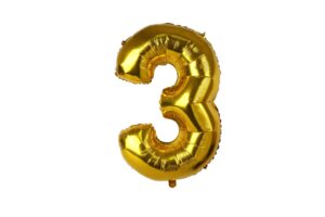 treasures gifted large gold number balloons - 40 inch foil number 3 balloon - birthday balloon numbers - graduation balloon numbers - number balloons for birthday, anniversary, new years eve party