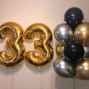 Treasures Gifted Large Gold Number Balloons - 40 Inch Foil Number 3 Balloon - Birthday Balloon Numbers - Graduation Balloon Numbers - Number Balloons for Birthday, Anniversary, New Years Eve Party