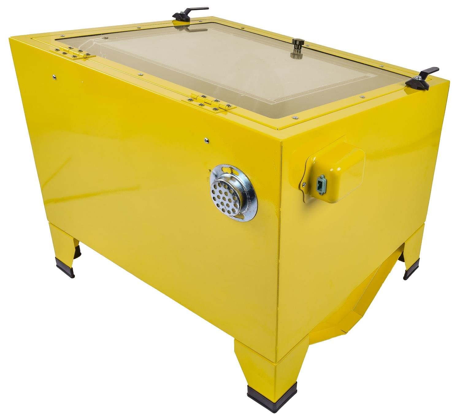 JEGS Bench Top Portable Sand Blaster Cabinet Kit - 15-25 CFM at 40-120 PSI Power Sand Blasters - Heavy Duty Steel Construction Sandblasting Cabinet - 23” x 19” x 14” Sand Blast Cabinet Work Area