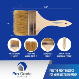 Pro Grade - Chip Paint Brushes - 24 Ea 4 Inch Chip Paint Brush Light Brown