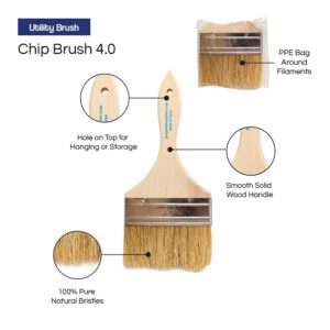 Pro Grade - Chip Paint Brushes - 12 Ea 4 Inch Chip Paint Brush Light Brown