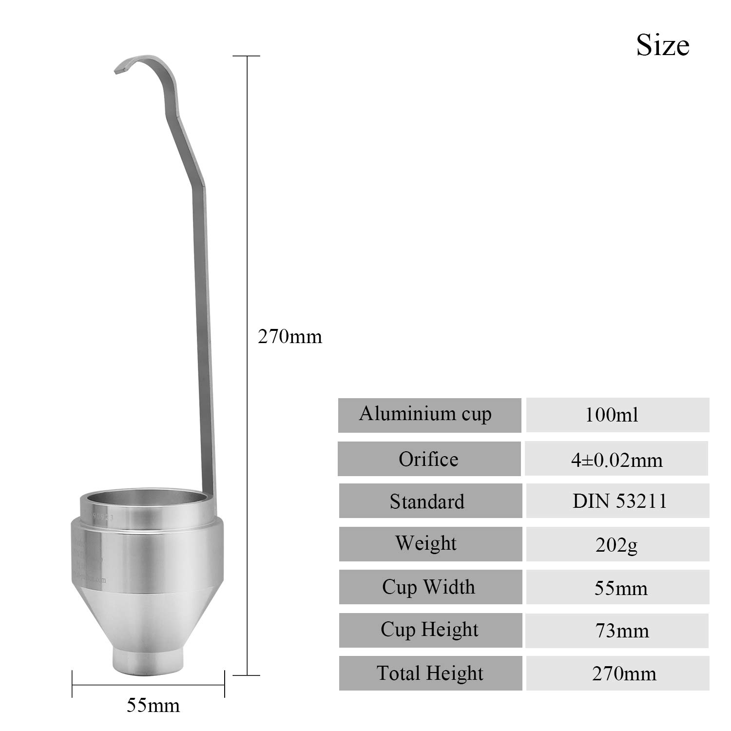 BAOSHISHAN Viscosity Cup 4mm Portable Aluminum DIN Immersion Viscosity Measuring Cup Din 4 Viscosity Cup According to DIN 53 211