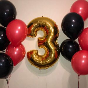 Treasures Gifted Large Gold Number Balloons - 40 Inch Foil Number 3 Balloon - Birthday Balloon Numbers - Graduation Balloon Numbers - Number Balloons for Birthday, Anniversary, New Years Eve Party