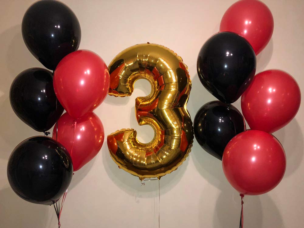 Treasures Gifted Large Gold Number Balloons - 40 Inch Foil Number 3 Balloon - Birthday Balloon Numbers - Graduation Balloon Numbers - Number Balloons for Birthday, Anniversary, New Years Eve Party