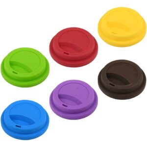 cosmos pack of 6 anti-dust spill proof soft silicone replacement coffee mug lids cover, cup lid cover