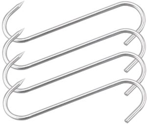 honshen 10" meat hooks,8mm heavy duty s-hooks stainless steel meat processing butcher hook 4pack