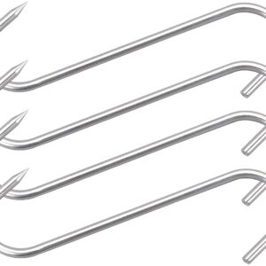 HONSHEN 10" Meat Hooks,8mm Heavy Duty S-Hooks Stainless Steel Meat Processing Butcher Hook 4Pack