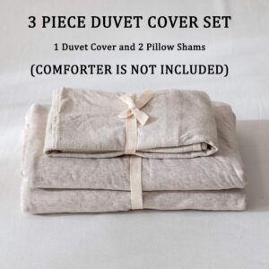 DONEUS Beige Duvet Cover Queen Size - Jersey Knit Duvet Cover Set 100% T-Shirt Cotton Super Soft Comfy 3 Pieces Bedding Set with Zipper Closure, Solid Color Pattern Duvet Cover and 2 Pillow Sham