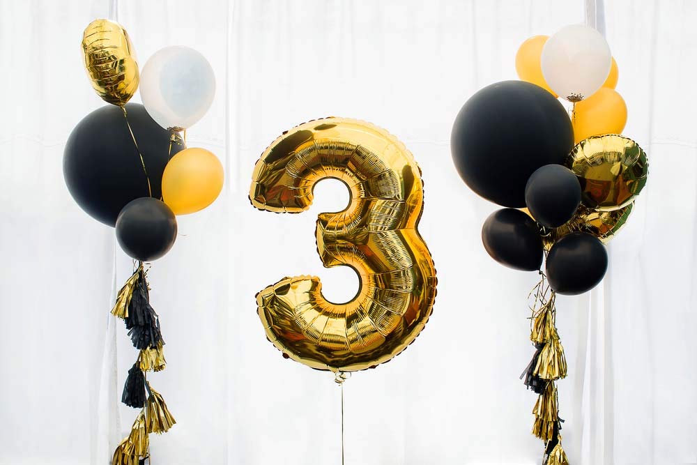 Treasures Gifted Large Gold Number Balloons - 40 Inch Foil Number 3 Balloon - Birthday Balloon Numbers - Graduation Balloon Numbers - Number Balloons for Birthday, Anniversary, New Years Eve Party