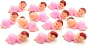 juxingdazyf 72pieces mini plastic baby favor supplies for baby shower and ice cube game, 1 inch party king cake king cake babies king cake baby (pink)