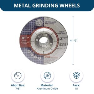 Benchmark Abrasives Grinder Cut Off Wheels 4 1/2 Inch Aluminum Oxide Depressed Center Thin Type 27 for Metals, .045" Thick 7/8" Arbor, Angle Grinder Cutting Disc, Grinding Cutting Wheel - 15 Pack