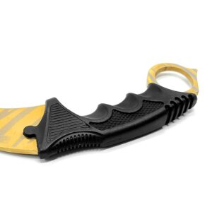 Falcon 7.5" Tactical Fixed Blade Traininer, No Edge. For Training Purpose Only (Tiger Tooth (Gold))