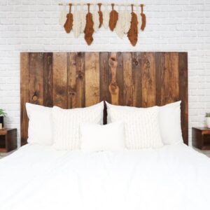 Barn Walls Solid Wood King Size Headboard, Foxy Brown Stain with Smooth Natural Wood Grain Variation, Handcrafted Head Board Wall-Mounted Panels, Rustic Modern Bedroom, Built to Last