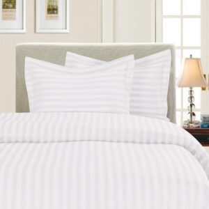 elegant comfort luxury 3-piece striped duvet cover set! - 1500 premier hotel quality silky-soft wrinkle resistant damask stripe duvet cover set, king/california king, white