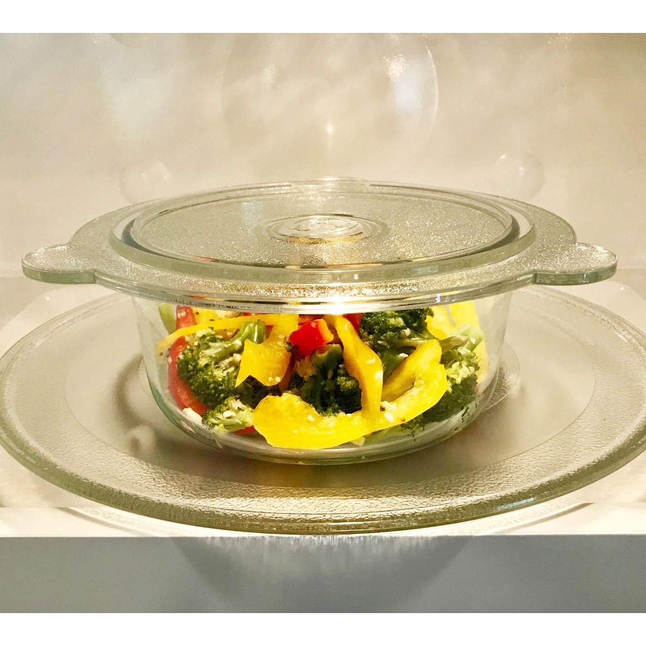 Cuchina Safe Vented Microwave Glass Lid and Bowl Cover; Perfect Lid for Bowls, Mugs, and Pots (8 inch - 1-Piece Set)