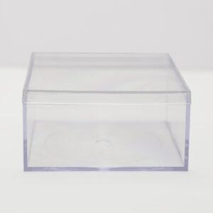 Clear Plastic Box - 4" Square X 2" Tall - 6 Boxes Per Pack