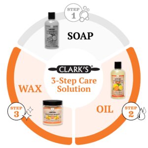 CLARK’S Cutting Board Oil and Wax Kit – Includes Food Grade Mineral Oil (12oz), Finishing Wax (6oz), Applicator, & Buffing Pad to Clean and Protect Wood, Enriched with Natural Lemon & Orange Extract