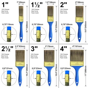 Great Andrew 10 Pack Professional Paint Brushes (4" 3" 2" 2.5" 1.5" 1" Flat & Angle) Painters Paint Brush Set, Paint Brushes for Walls, Painting Brushes Bulk, House Painting Tool Set Kit