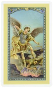 saint michael the archangel, clear holy cards - set of 5