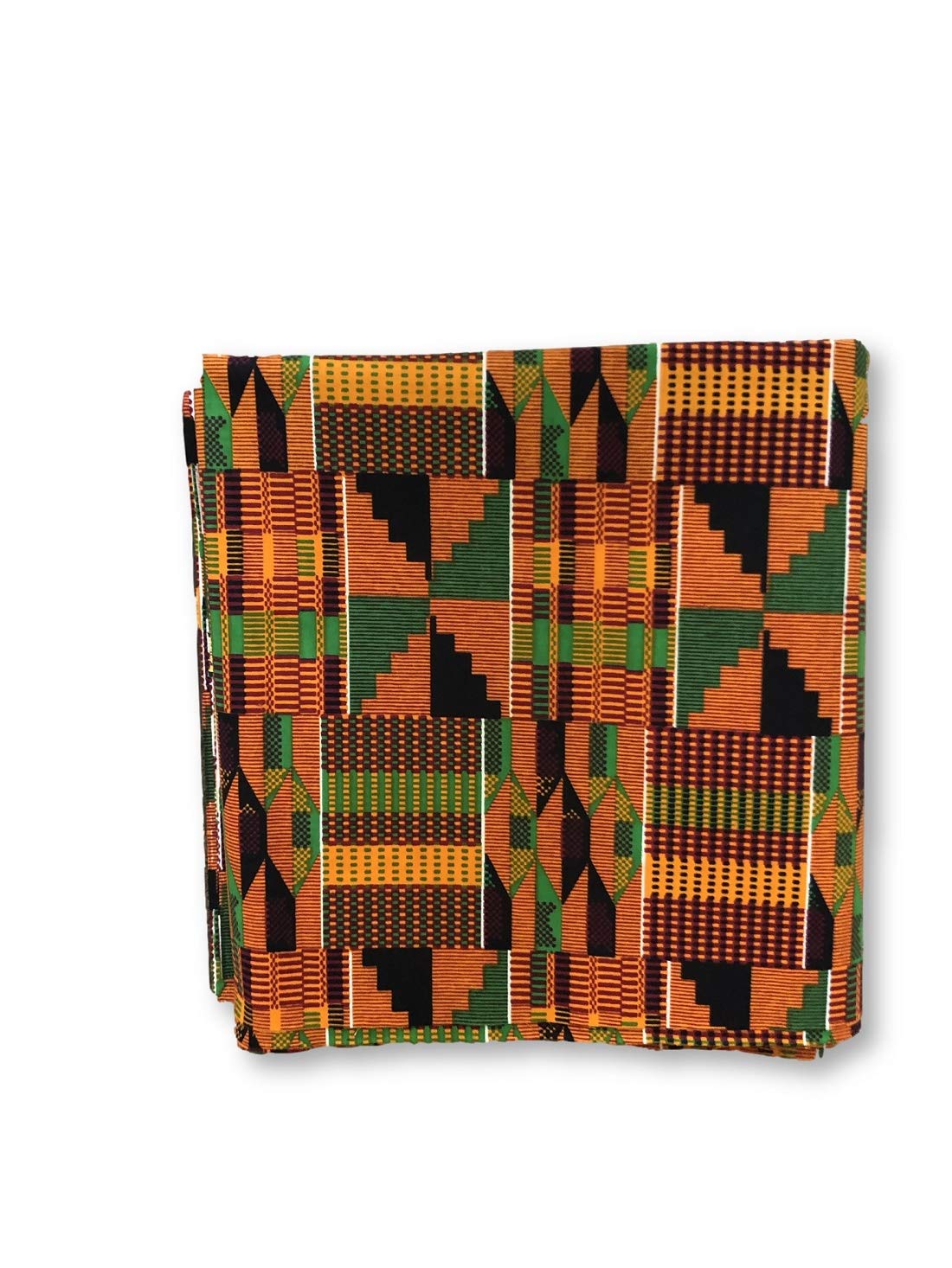 African Kente Print #1- Serengeti Fabric (1 Yard) Kente African Print Fabric Cotton 44" Wide Head wrap Head tie Scarf Choir African Dance Black History Month African American Men Women Kids