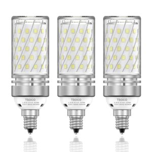 tsoco e12 led bulbs,12w led chandelier light bulbs,100 watt equivalent,6000k daylight white,1200lm,non-dimmable ceiling fan light bulbs,pack of 3 (daylight-12w)