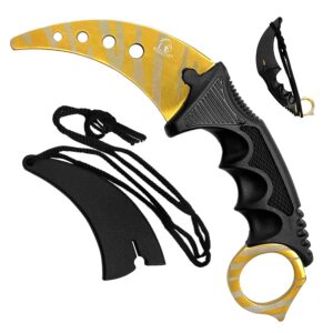 falcon 7.5" tactical fixed blade traininer, no edge. for training purpose only (tiger tooth (gold))