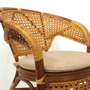 Set of 2 Pelangi Handmade Rattan Dining Wicker Chairs Colonial Color w/Cushion