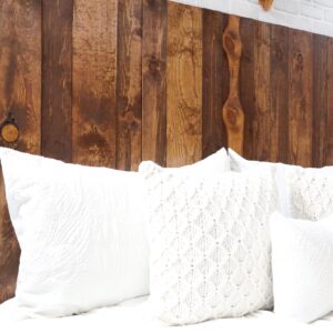 Barn Walls Solid Wood King Size Headboard, Foxy Brown Stain with Smooth Natural Wood Grain Variation, Handcrafted Head Board Wall-Mounted Panels, Rustic Modern Bedroom, Built to Last